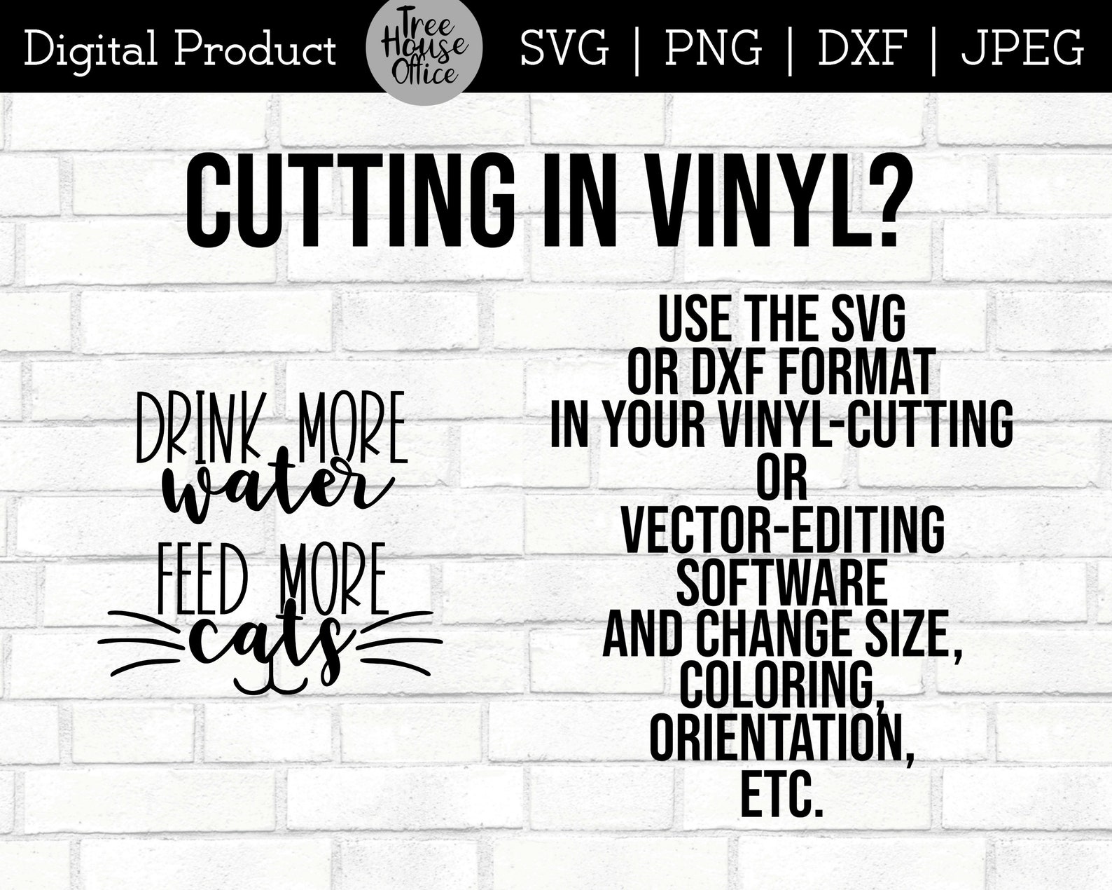 Funny Cat Quote SVG Cat Lover Quote SVG Drink More Water | Etsy
