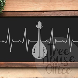 Mandolin Heartbeat Svg/dxf/png/jpeg | Mandolin Svg | Musician Cut File ...