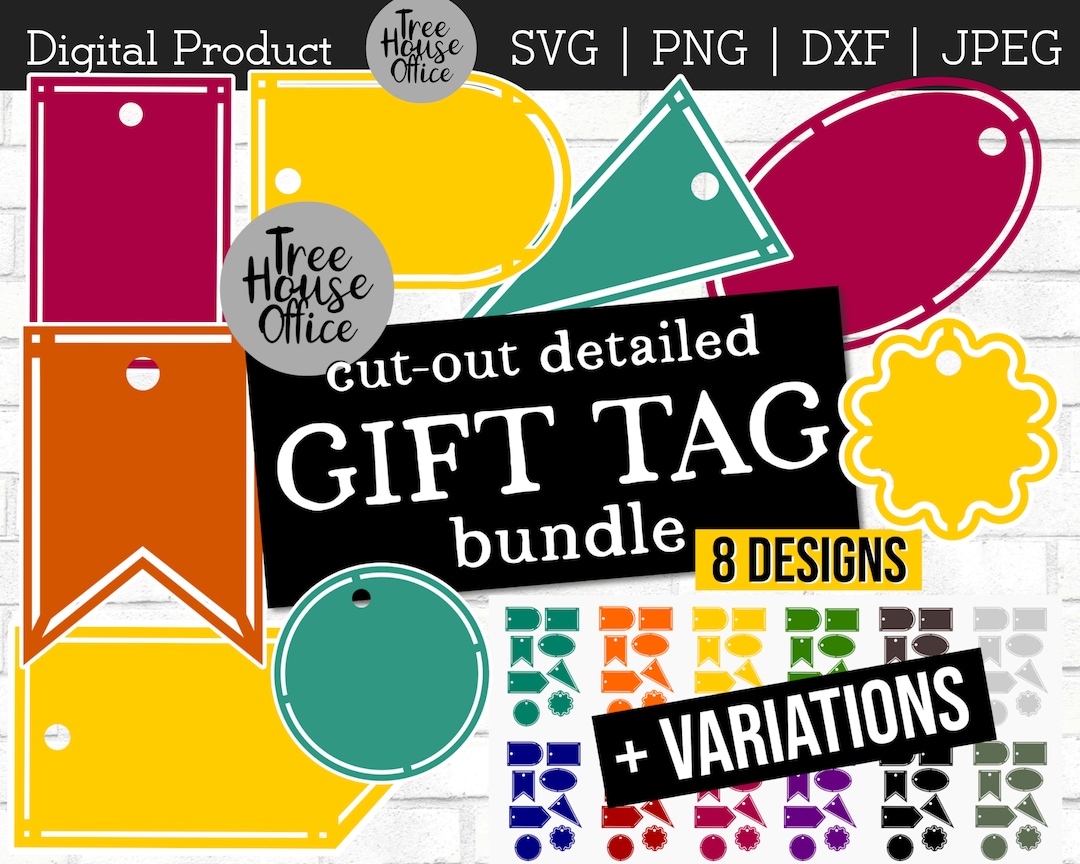 Gift Tag SVG Bundle PNG JPEG Dxf, Present Tags, Gift Labels Svg, Gift ...