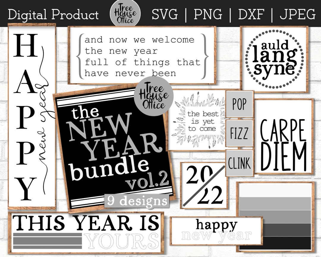 New Year SVG Bundle DXF, PNG Jpeg, New Years Clipart, New Years Eve ...