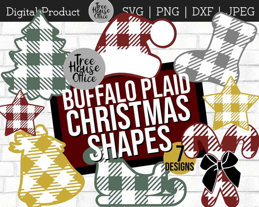 Buffalo Plaid Christmas Shapes Svg PNG, Plaid Ornaments for Sublimation ...