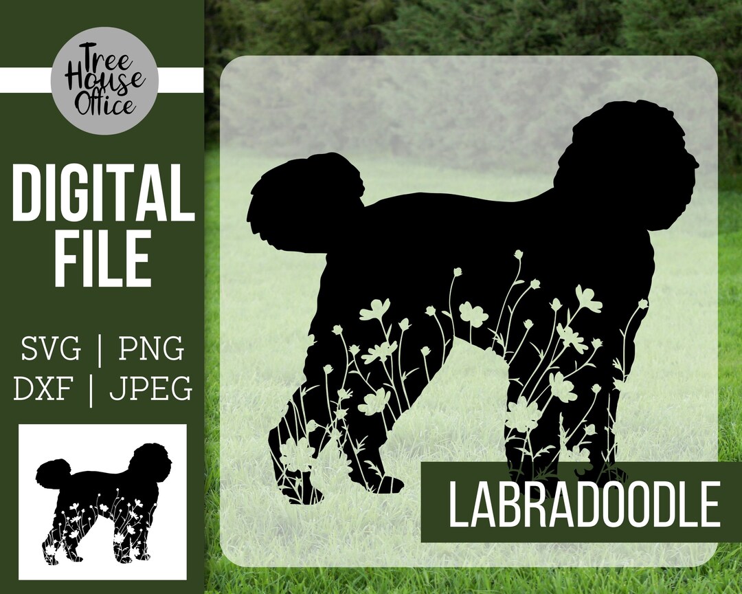 Floral Labradoodle SVG, Wildflower Labradoodle Silhouette PNG ...