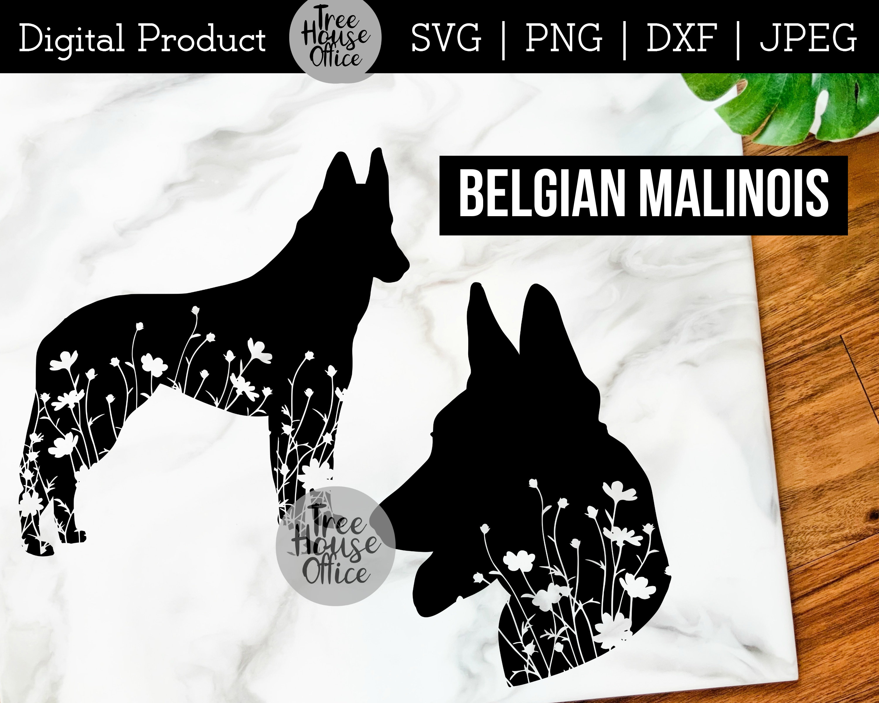 Belgian Malinois SVG DXF PNG Jpeg Floral Belgian Malinois - Etsy