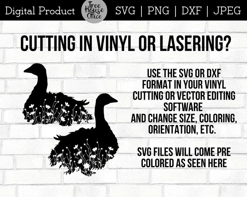 Floral Sebastopol Goose SVG Goose Silhouette With Flowers | Etsy