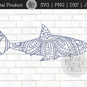 Shark Zentangle SVG Dxf/jpeg/png, Shark Mandala Clipart, Shark Mandala ...