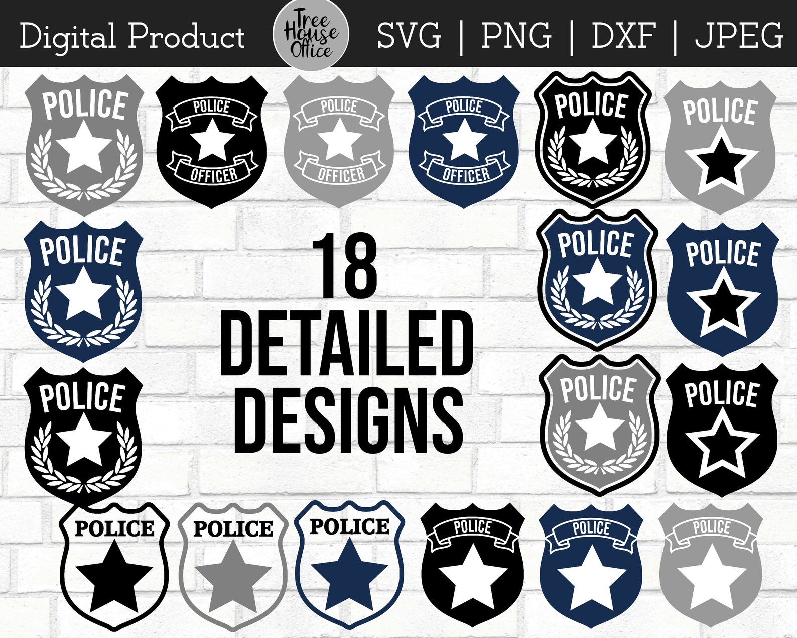 Police Badge SVG Bundle DXF Png, Law Enforcement Symbol, Cop Grunge ...