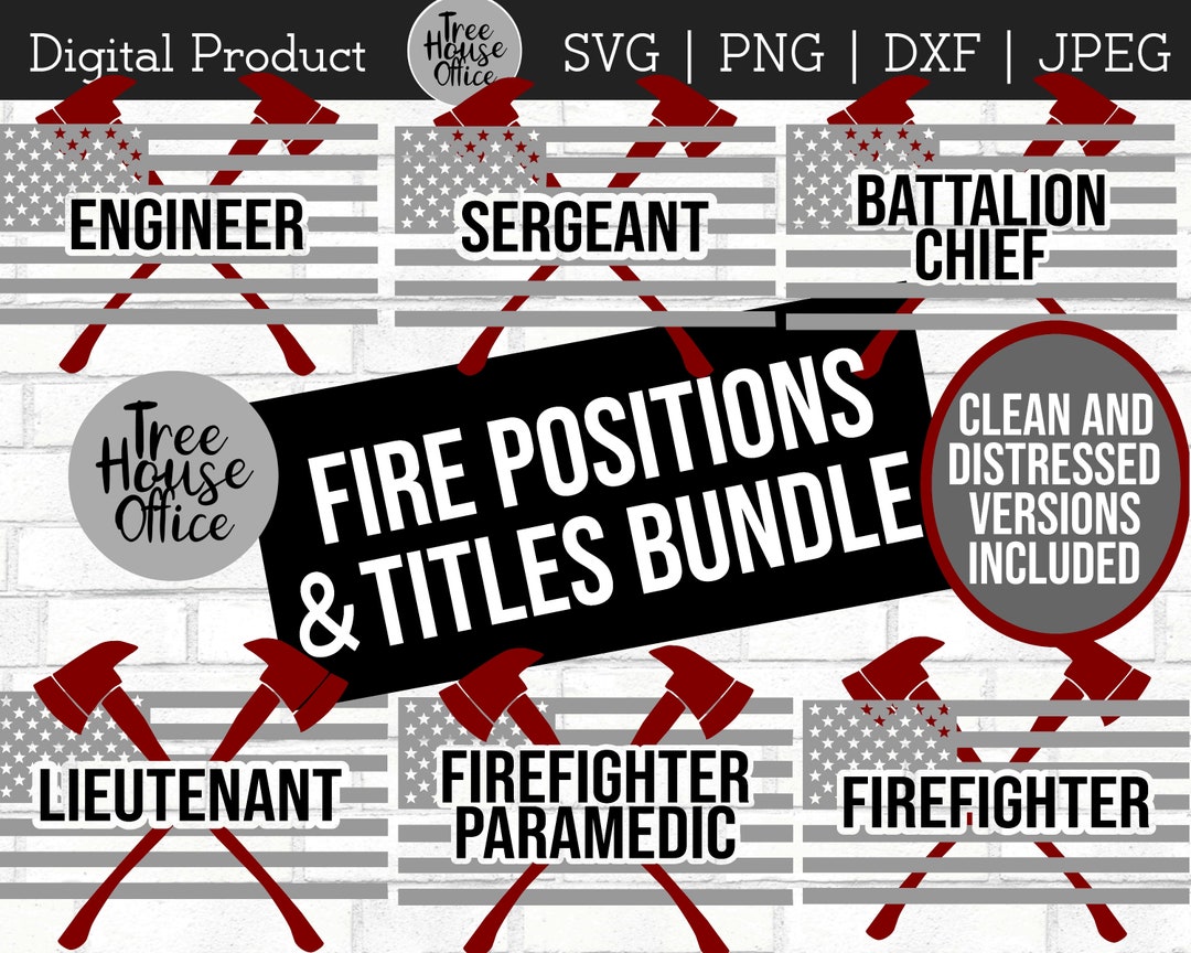 Firefighter SVG, Fire Department Positions & Titles Cut File ...