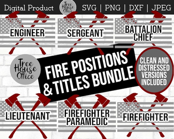 Firefighter SVG Fire Department Positions & Titles Cut File | Etsy