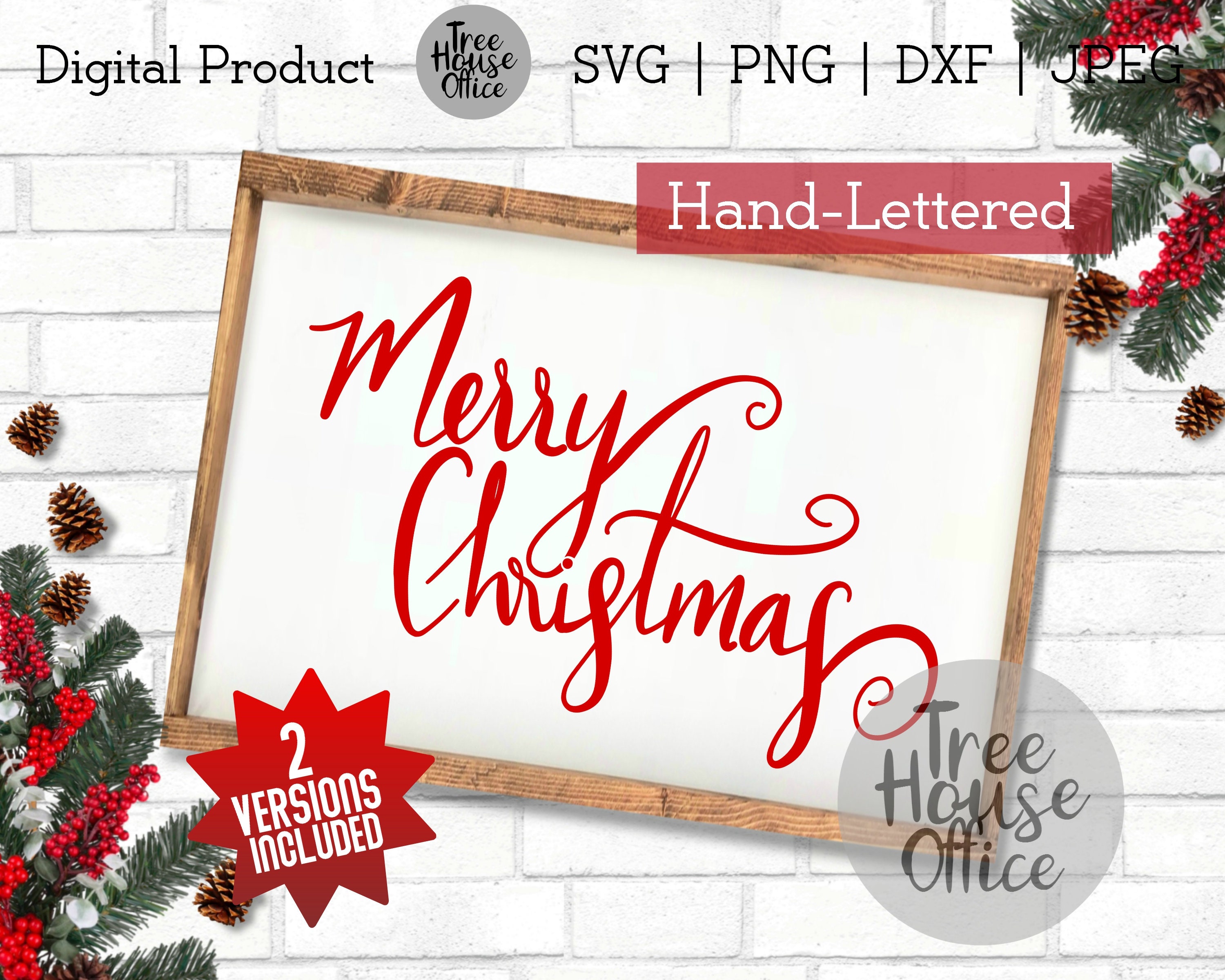 Merry Christmas SVG DXF PNG Jpeg Rustic Christmas Holiday | Etsy