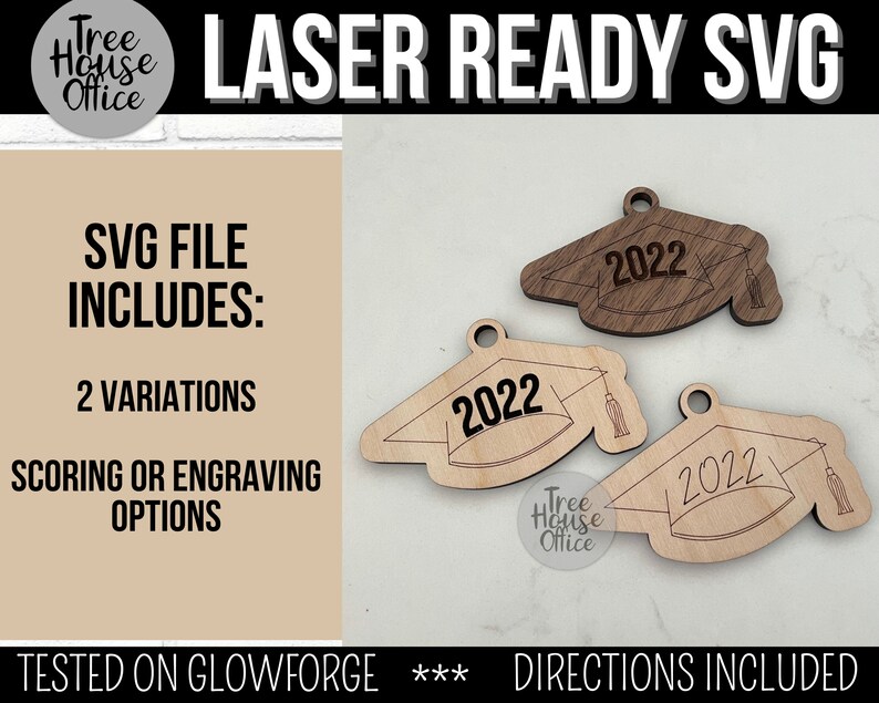 Graduation Laser SVG Grad Cap 2022 Keychain for Glowforge or - Etsy