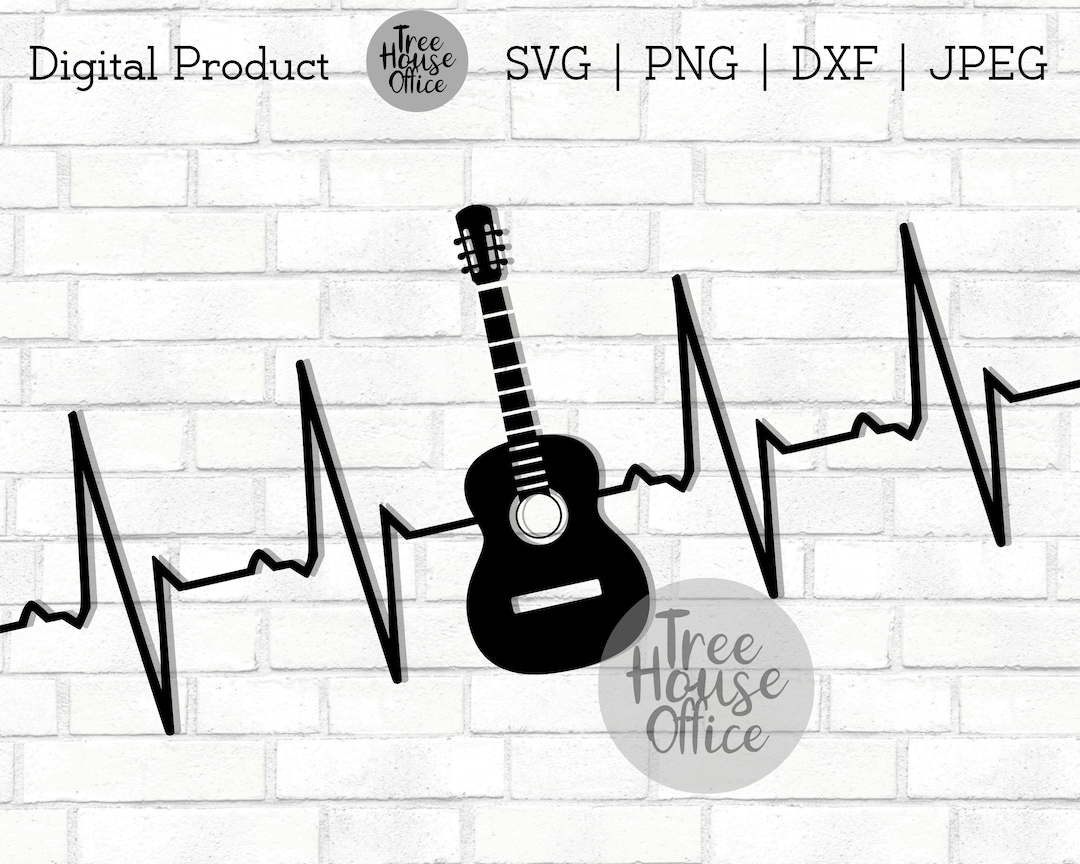 Guitar Heartbeat Svg/dxf/png/jpeg | Guitar Svg | Musician Cut File ...