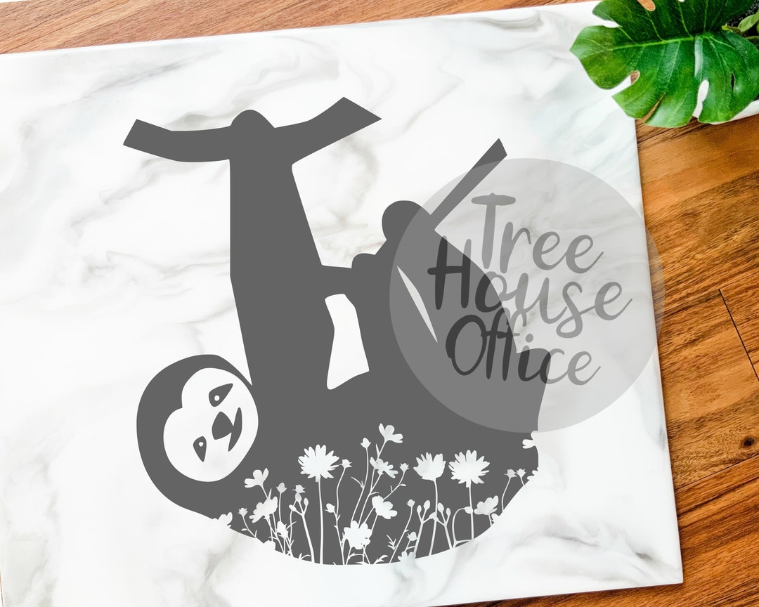 Floral Sloth Svg/dxf/png/jpeg | Floral Animal | Sloth Svg | Sloth With ...
