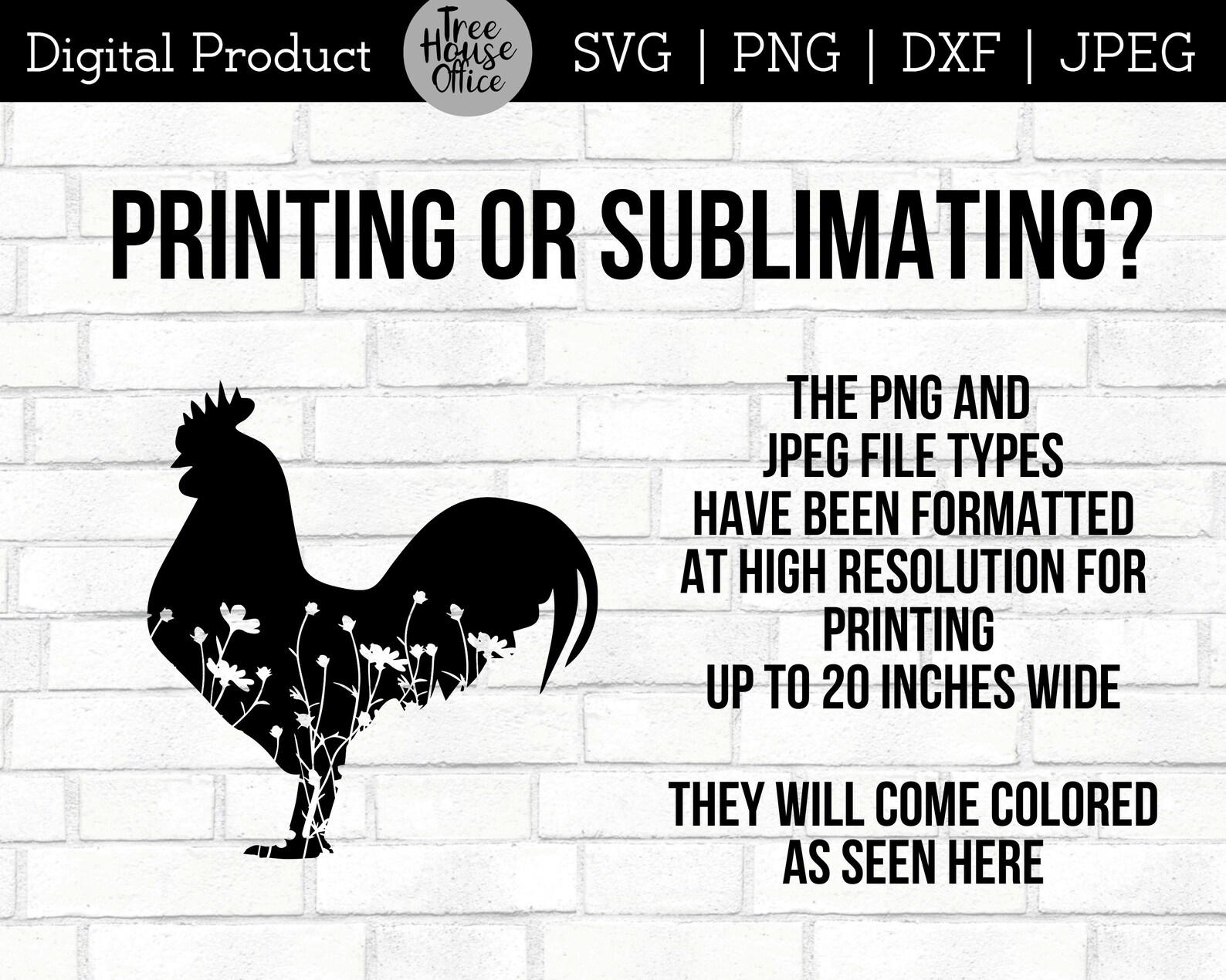 Floral Rooster SVG DXF PNG Jpeg Rooster With Flowers Svg - Etsy