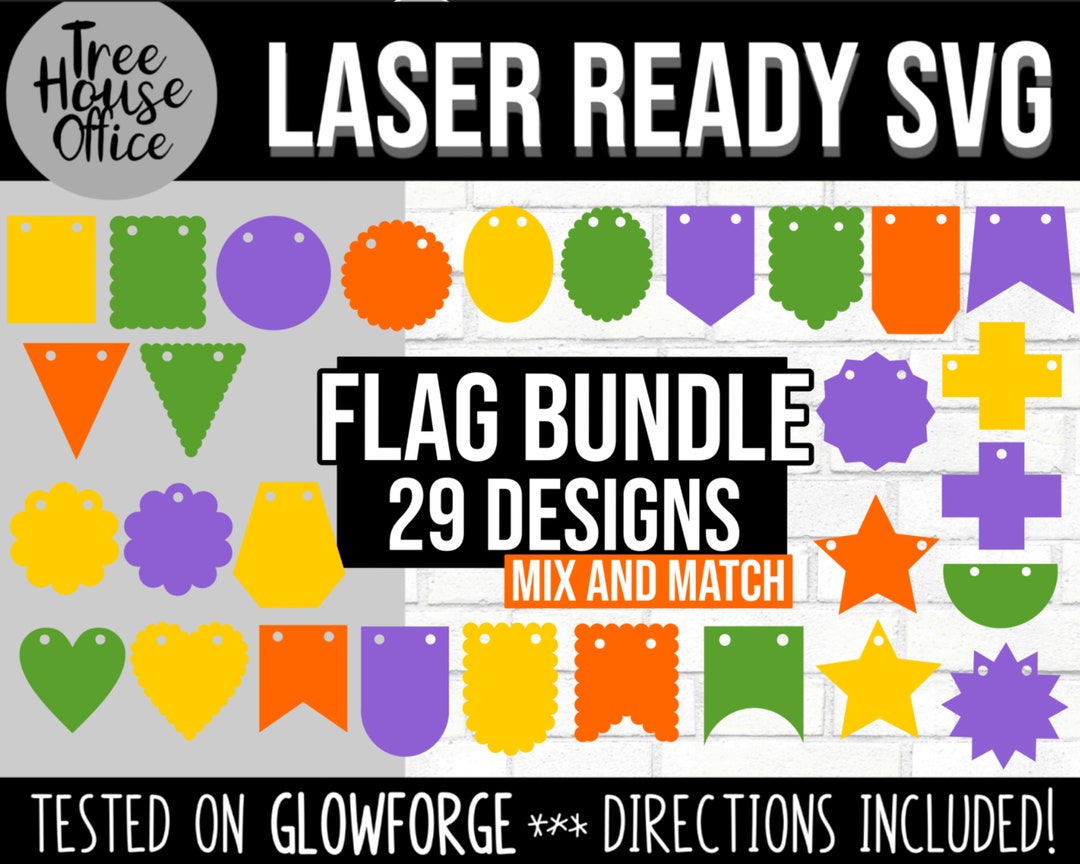 Flag Shapes Banner Glowforge Laser SVG, Garland Banners Cut File, CNC ...