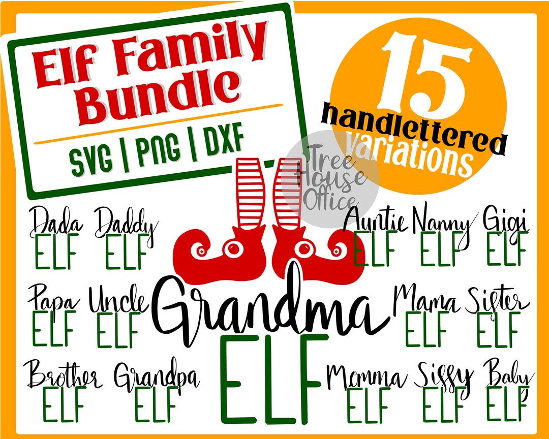 Mama Elf Daddy Elf Family Bundle SVG DXF PNG | Elf Family | Christmas ...