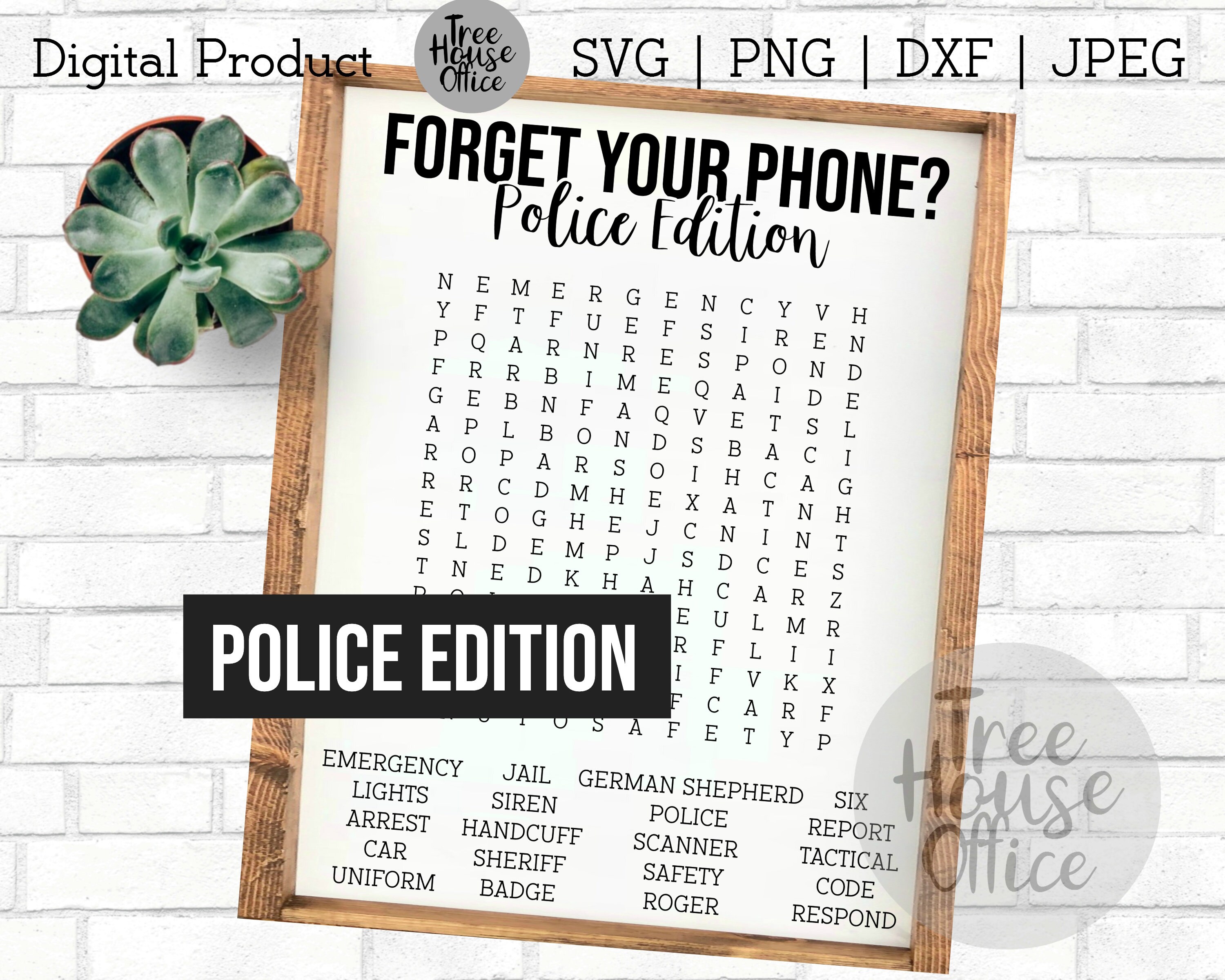 Forget Your Phone Bathroom Word Search Police Edition SVG, DXF, JPEG ...