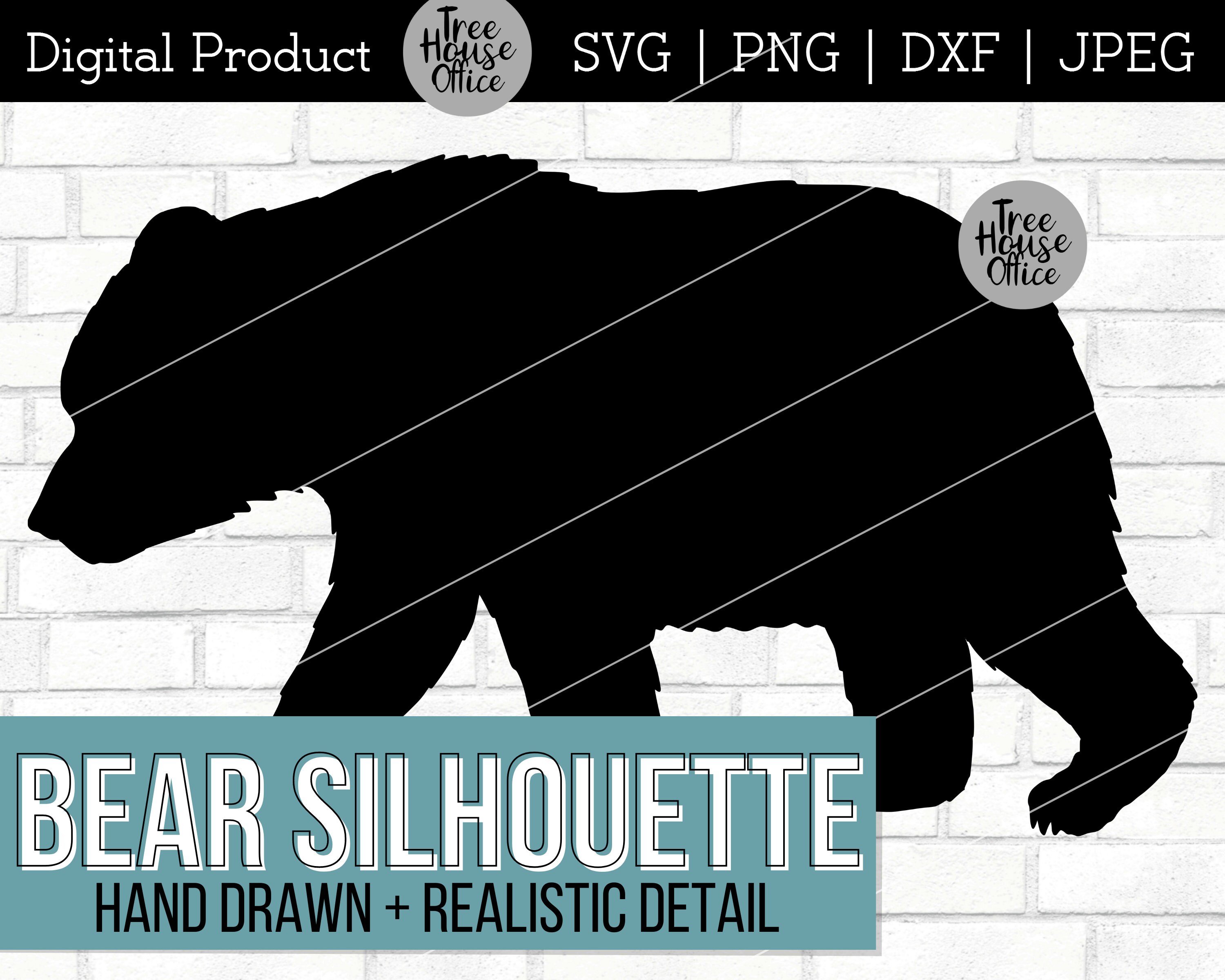 Bear Silhouette SVG Bear Cut File Bear Outline SVG Bear PNG | Etsy