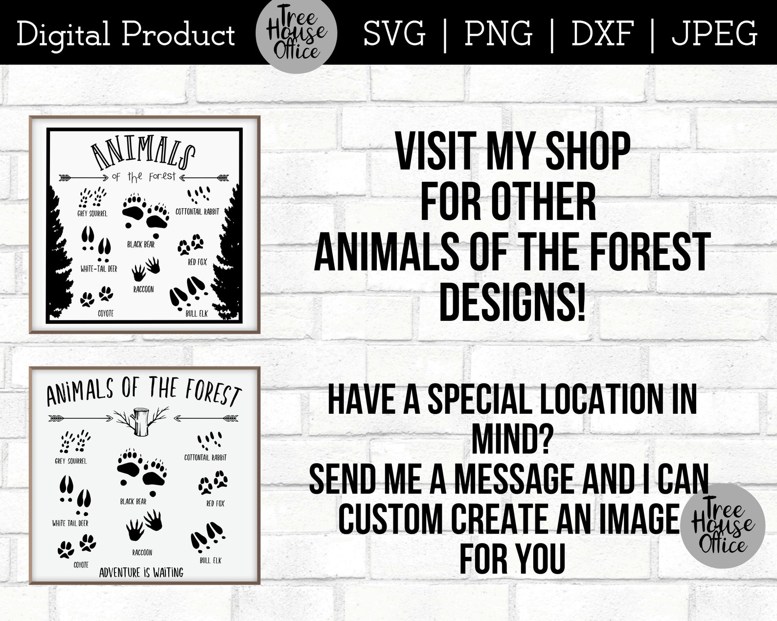 Forest Animals Paw Prints SVG, Woodland Sign Cut File (digital Download ...