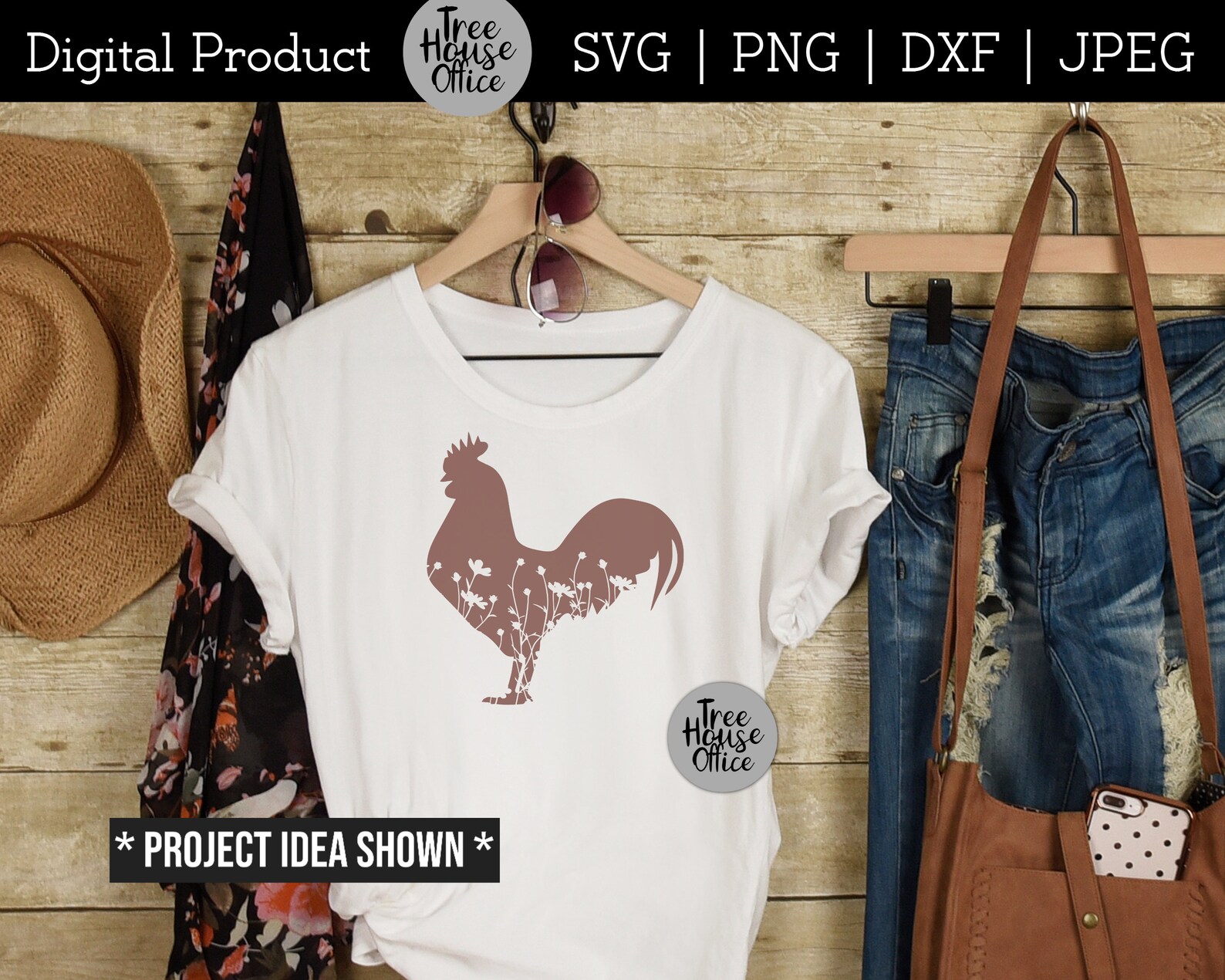 Floral Rooster SVG DXF PNG Jpeg Rooster With Flowers Svg - Etsy