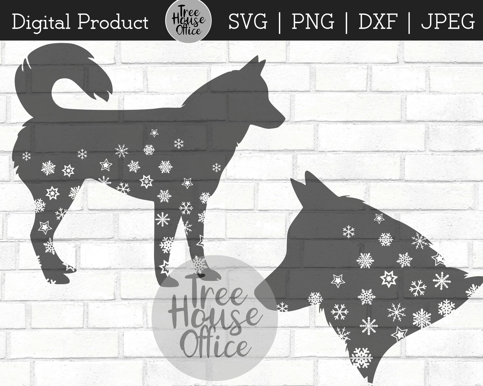 Siberian Husky SVG, DXF PNG Jpeg, Husky With Snowflakes Mandala ...