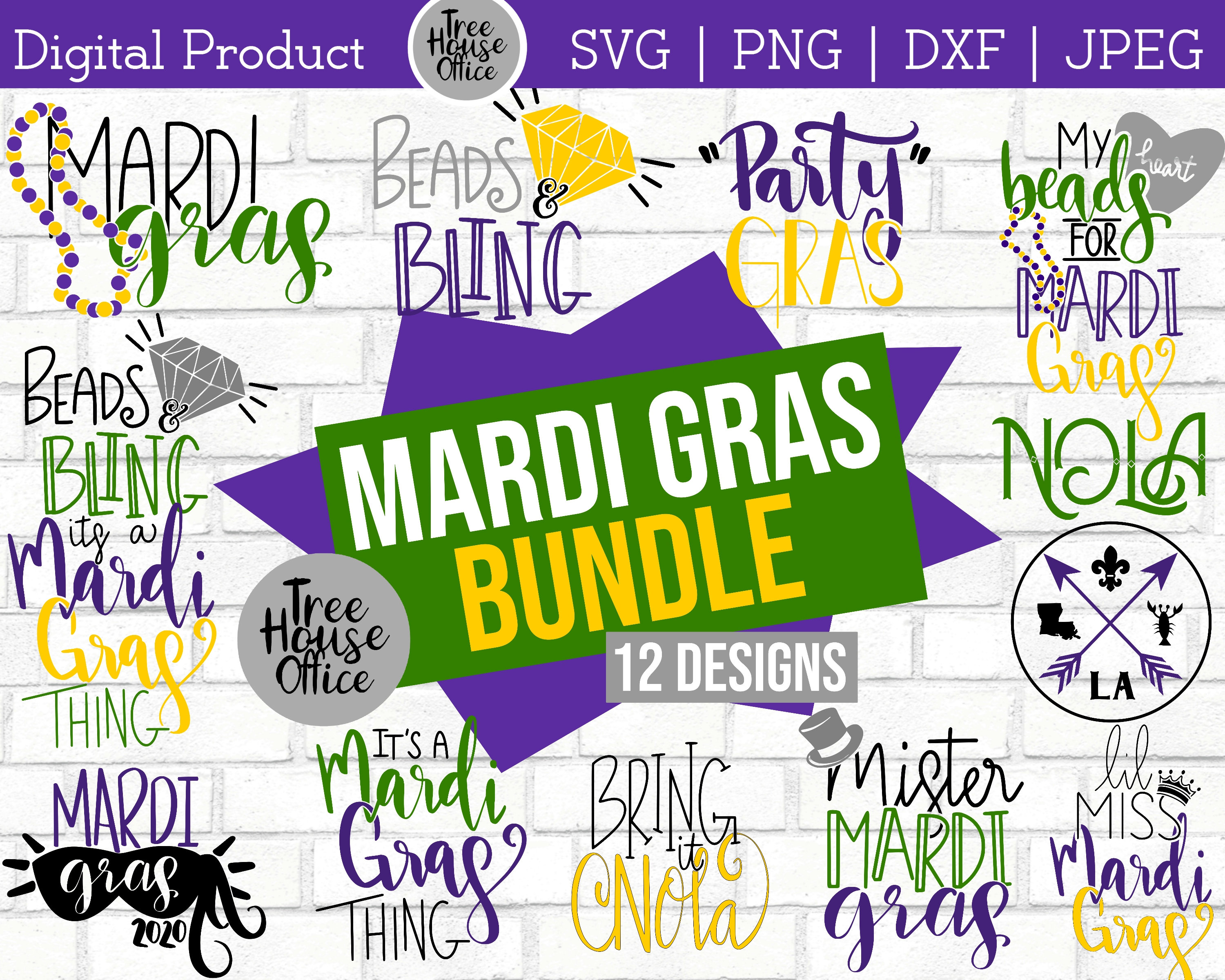 Mardi Gras Bundle SVG DXF Jpeg png Louisiana Cut File | Etsy