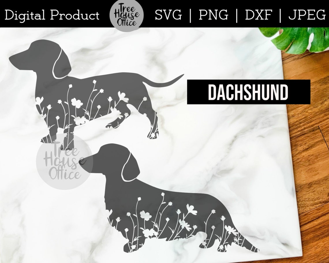 Floral Dachshund Wiener Dog SVG Floral Weiner Dog Silhouette - Etsy
