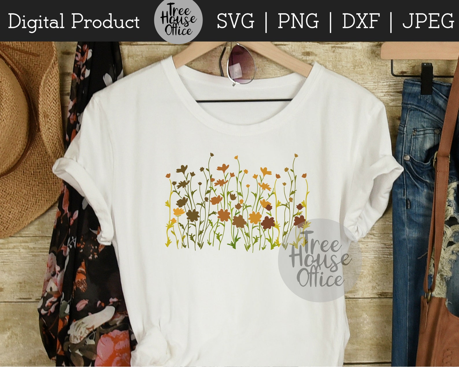 Wildflowers SVG PNG JPEG Dxf Hand Drawn Doodle Flowers - Etsy