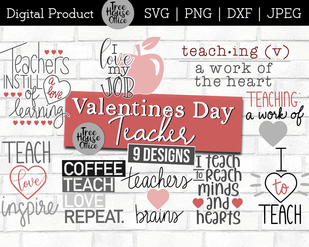 Valentines Day Teacher SVG Bundle, Teachers Shirt Svg, Valentines ...