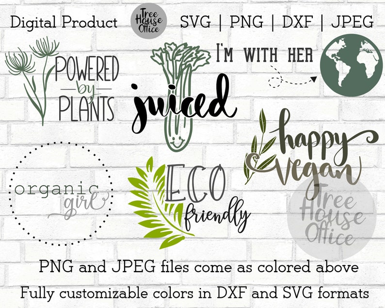 Vegetarian Svg Bundle DXF PNG JPEG Organic Svg Powered by - Etsy Canada