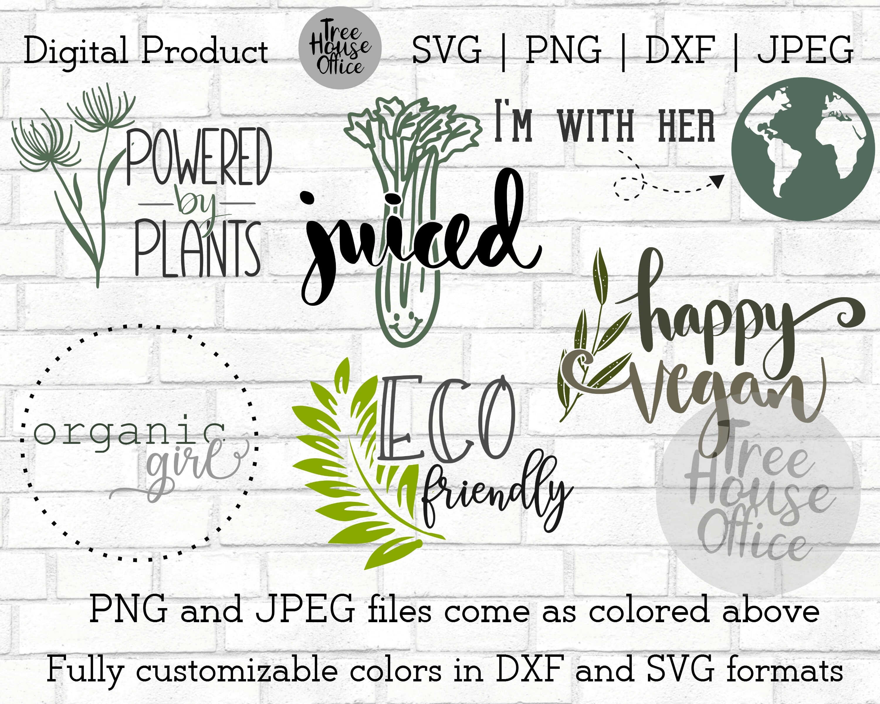 Vegetarian Svg Bundle DXF PNG JPEG Organic Svg Powered by - Etsy Canada