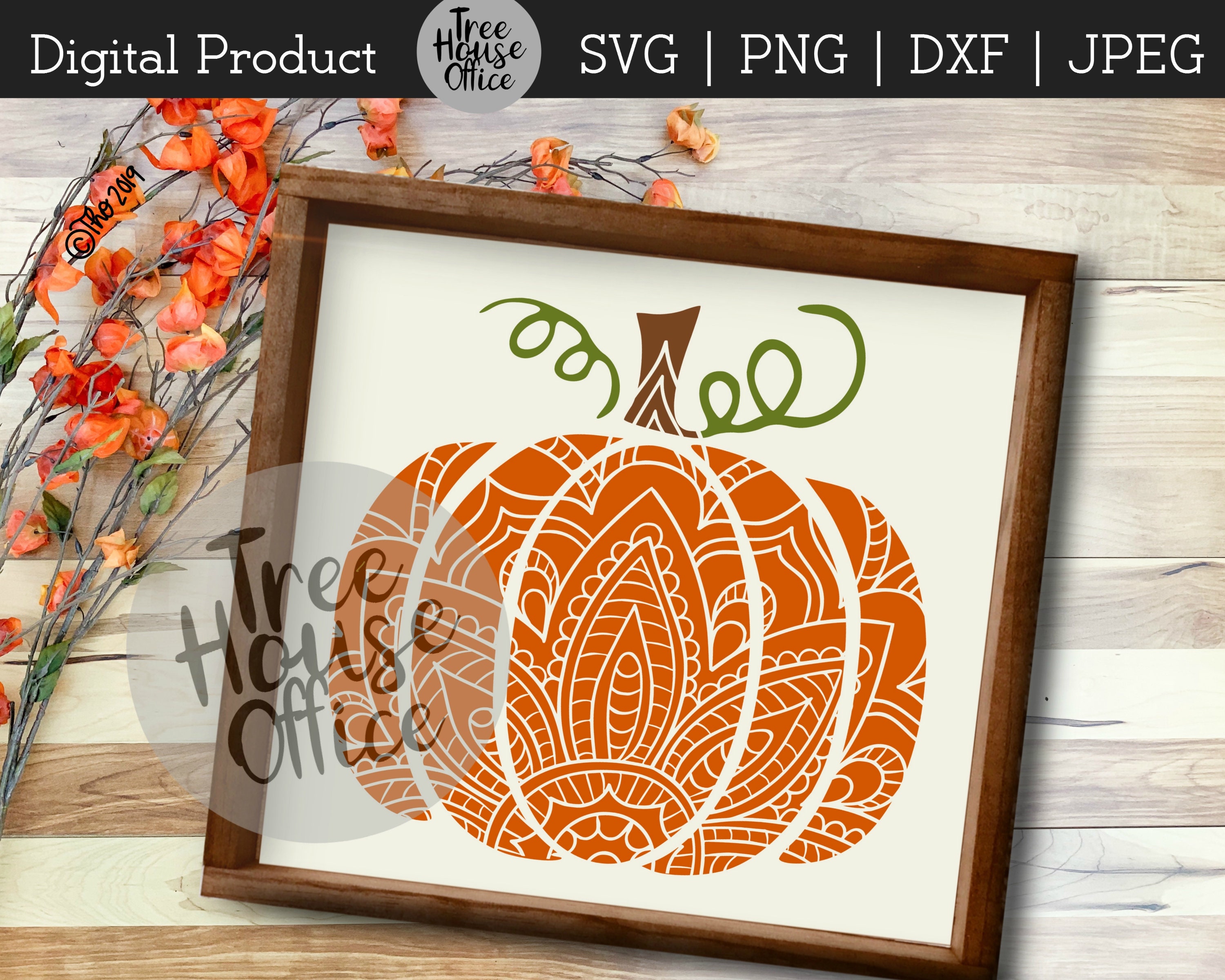 Pumpkin Mandala Svg/dxf/png/jpeg | Pumpkin Zentangle | Autumn Sign Svg ...