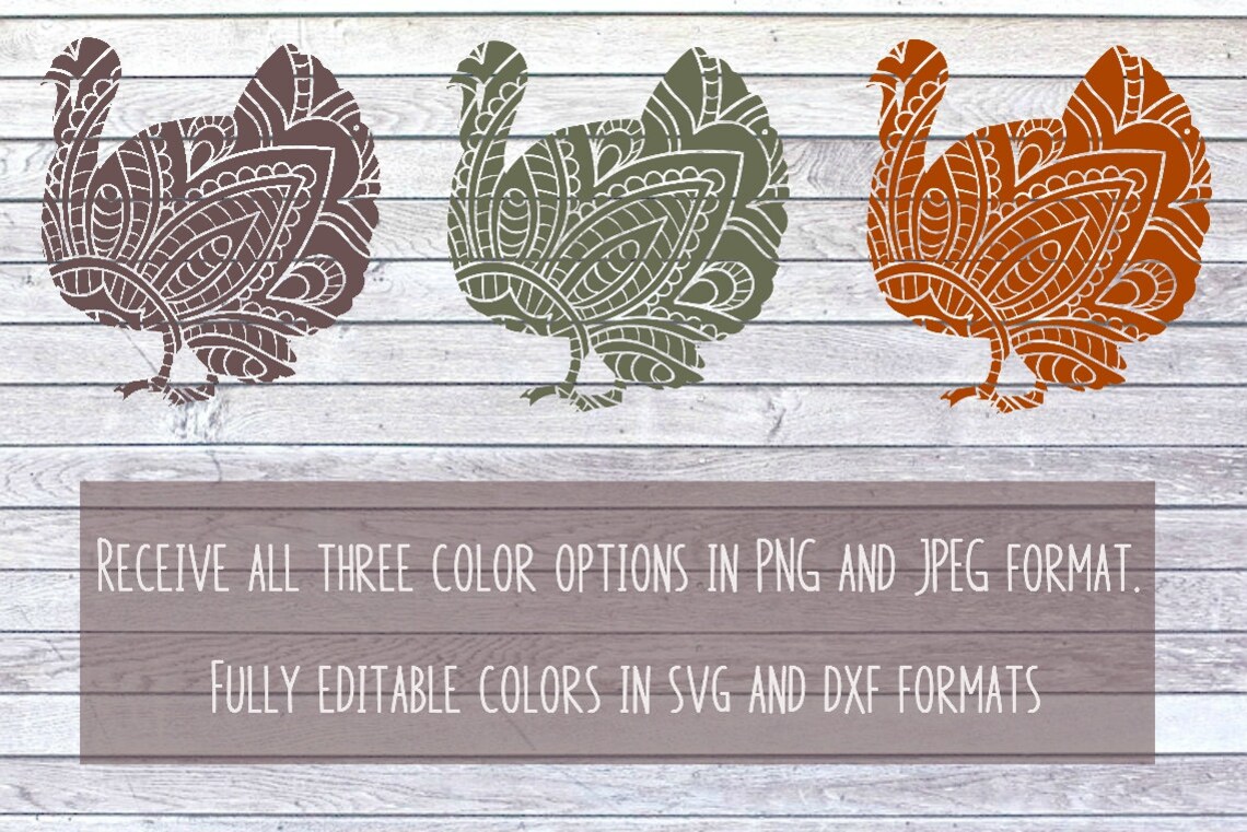 Turkey Mandala SVG Patterned Turkey Cut File Thanksgiving | Etsy