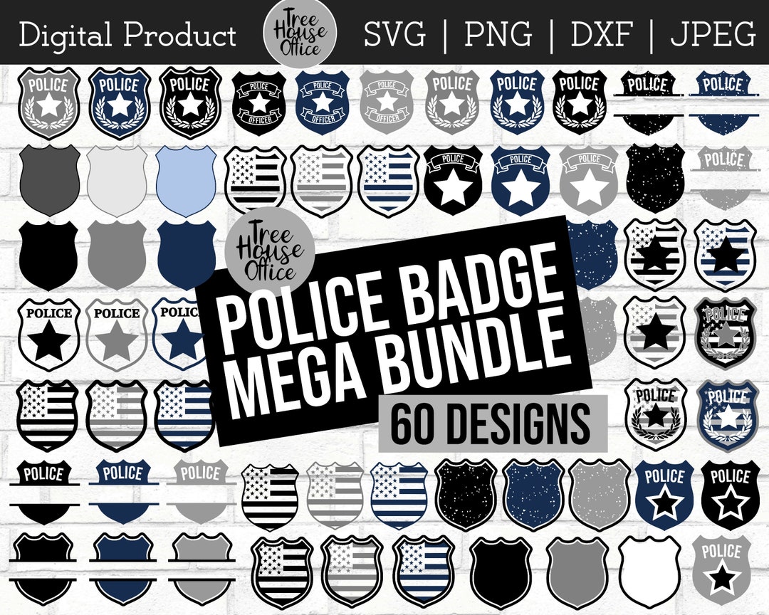 Police Badge SVG Bundle DXF Png, Law Enforcement Symbol, Cop Grunge Emblem Badge Cut File ...