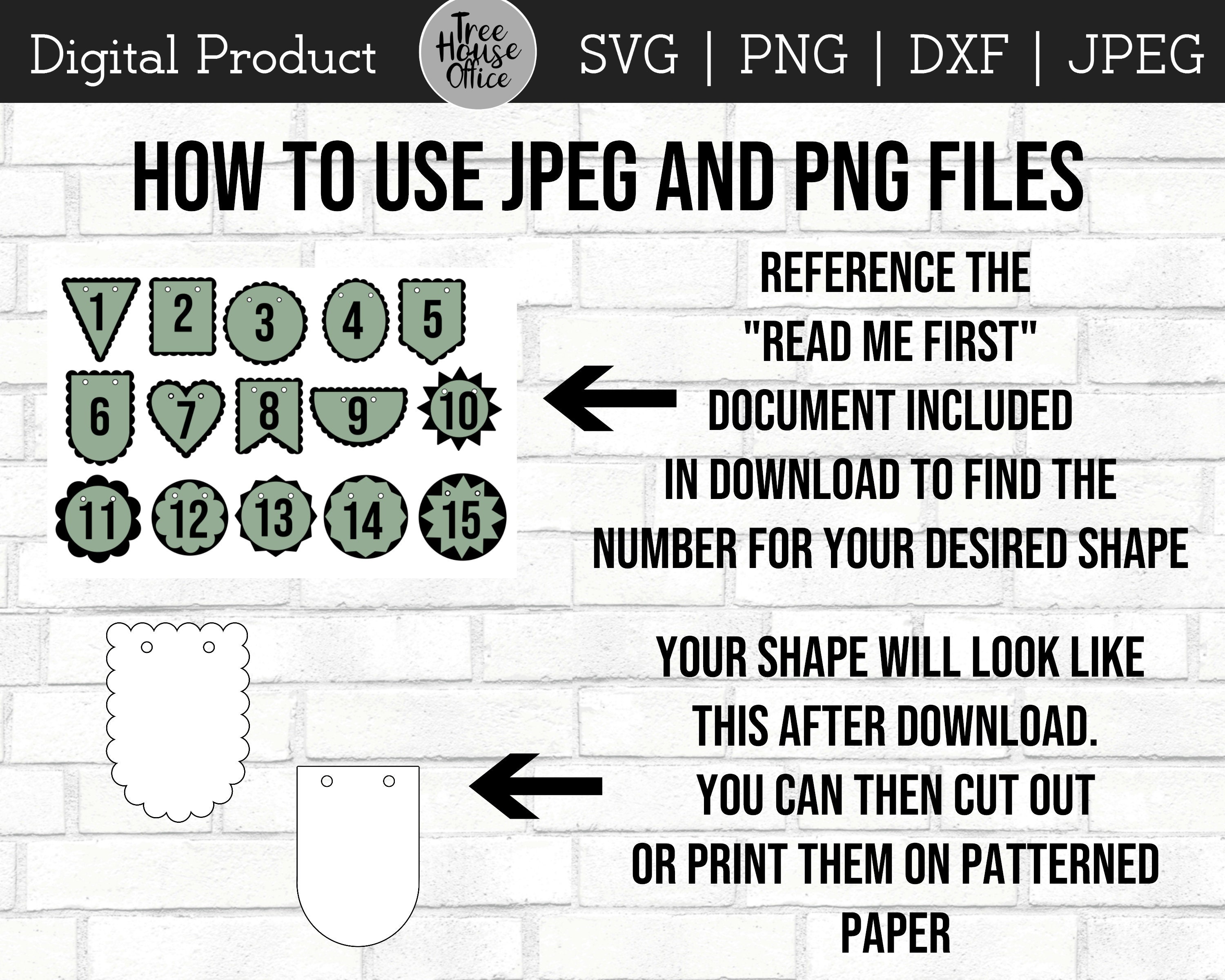 Layered Flag Shapes Banner SVG, DXF, PNG, Jpeg, Bunting Scalloped Paper ...