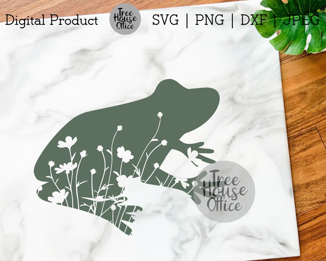 Floral Frog SVG, Frog With Wildflowers Cut File, Tree Frog With Flowers ...