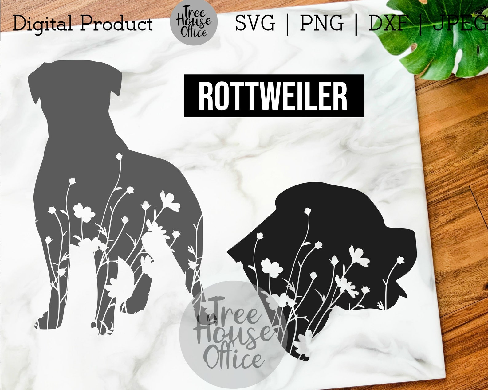 Rottweiler SVG DXF PNG Jpeg Floral Rottweiler Svg - Etsy