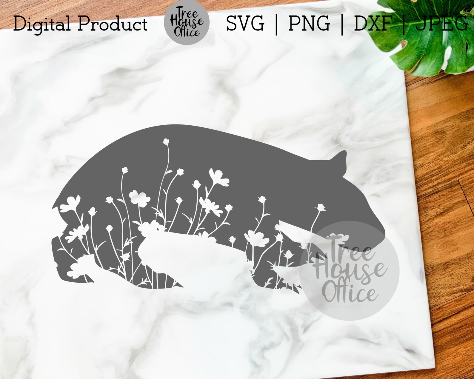 Floral Wombat Svg, Jpeg, Png, Dxf, Animal Clip Art, Wombat Mandela ...