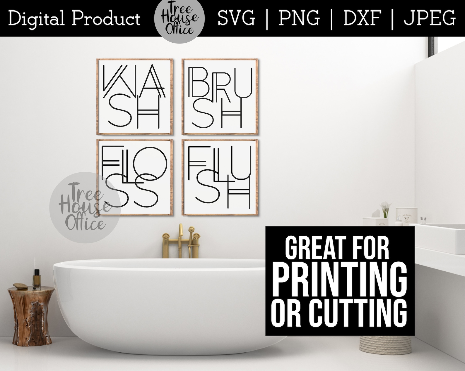 Wash Brush Floss Flush SVG Kids Bathroom Decor Printable - Etsy
