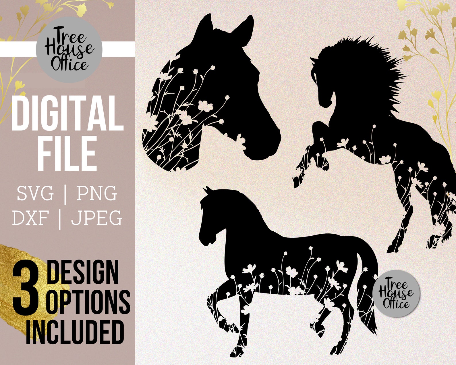 Floral Horse SVG Horse With Flowers Cut File Horse - Etsy