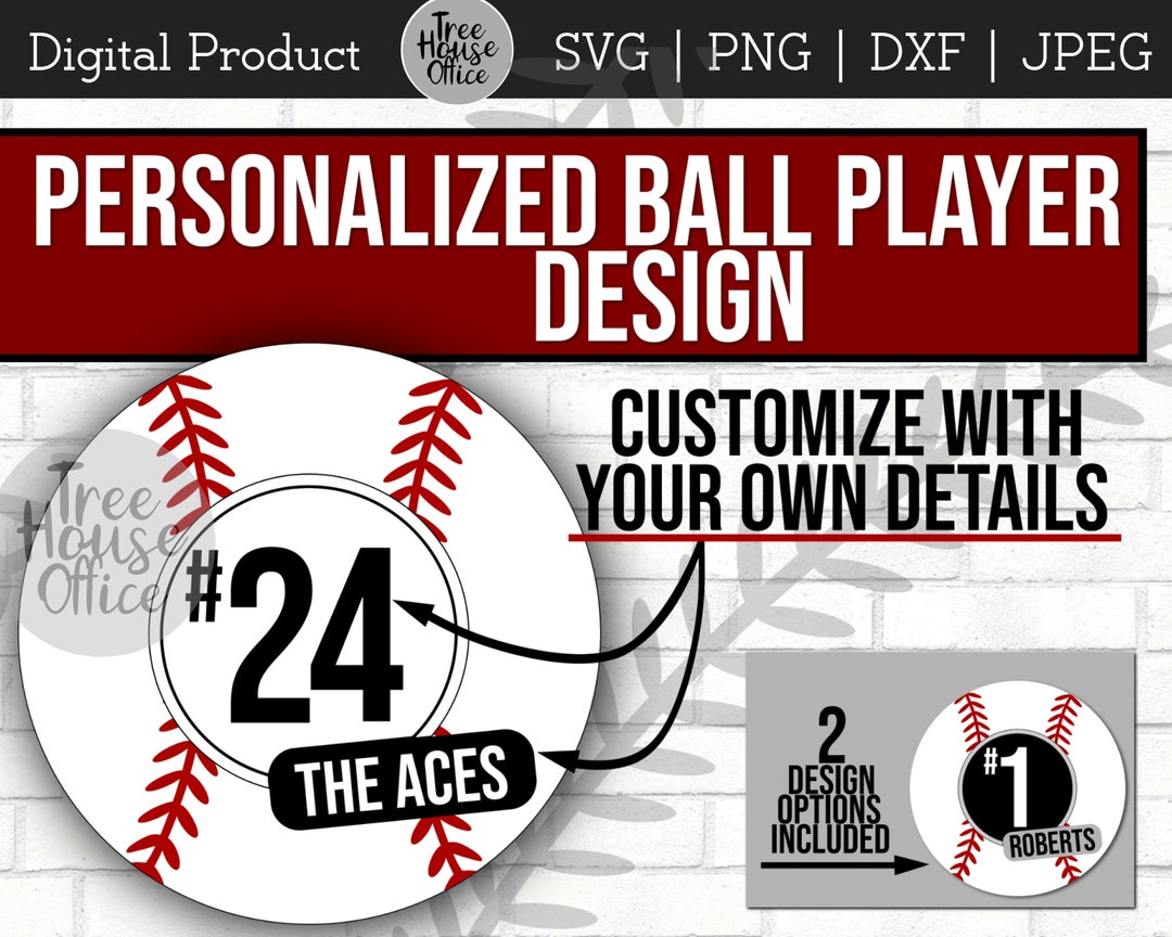 Baseball Player Name and Number SVG, Customized Baseball Cut File ...