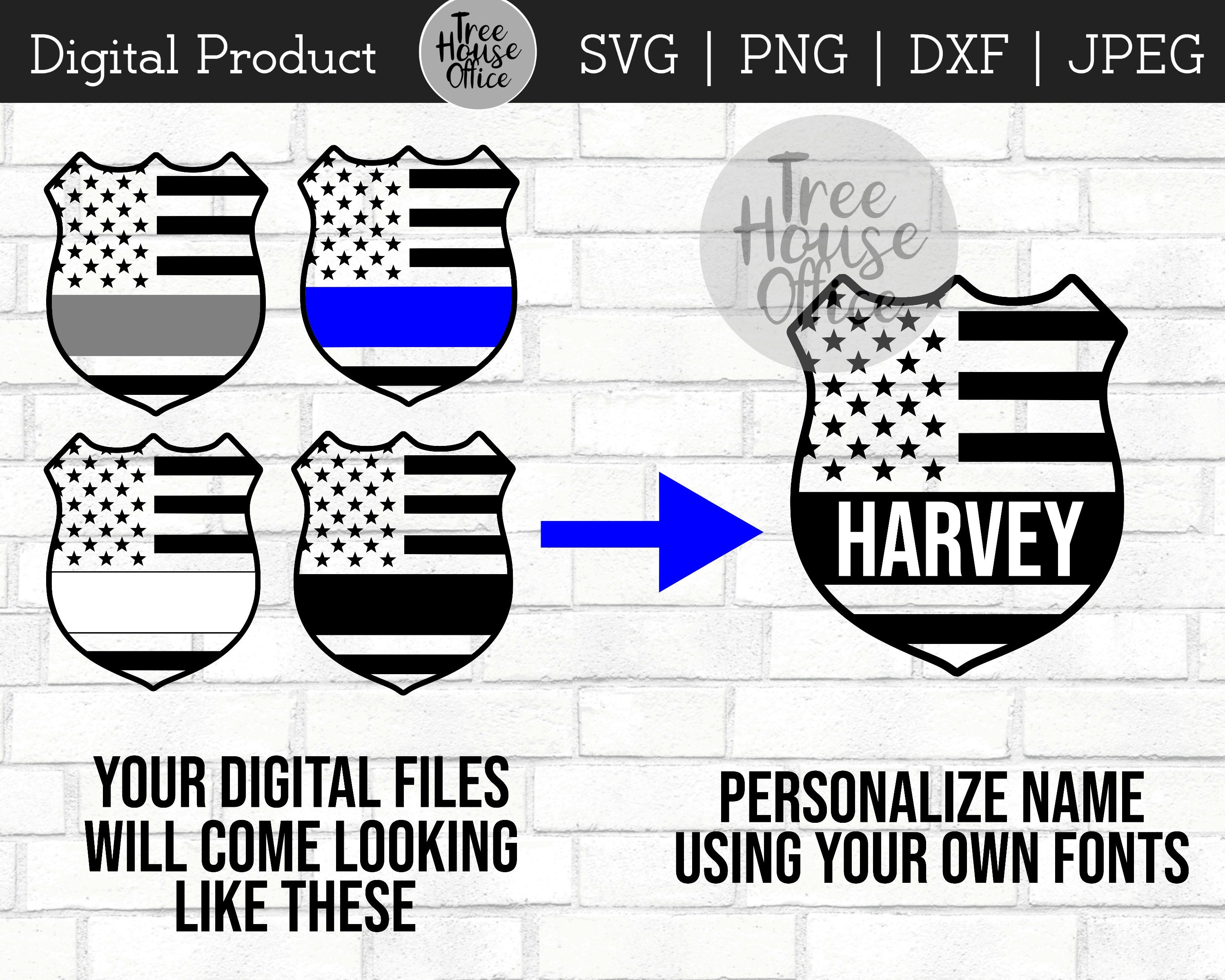 Police Badge SVG DXF Png, Customize Law Enforcement Symbol, Personalize ...