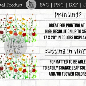 Wildflowers SVG, PNG, JPEG, Dxf, Hand Drawn Doodle Flowers, Cute Flower ...