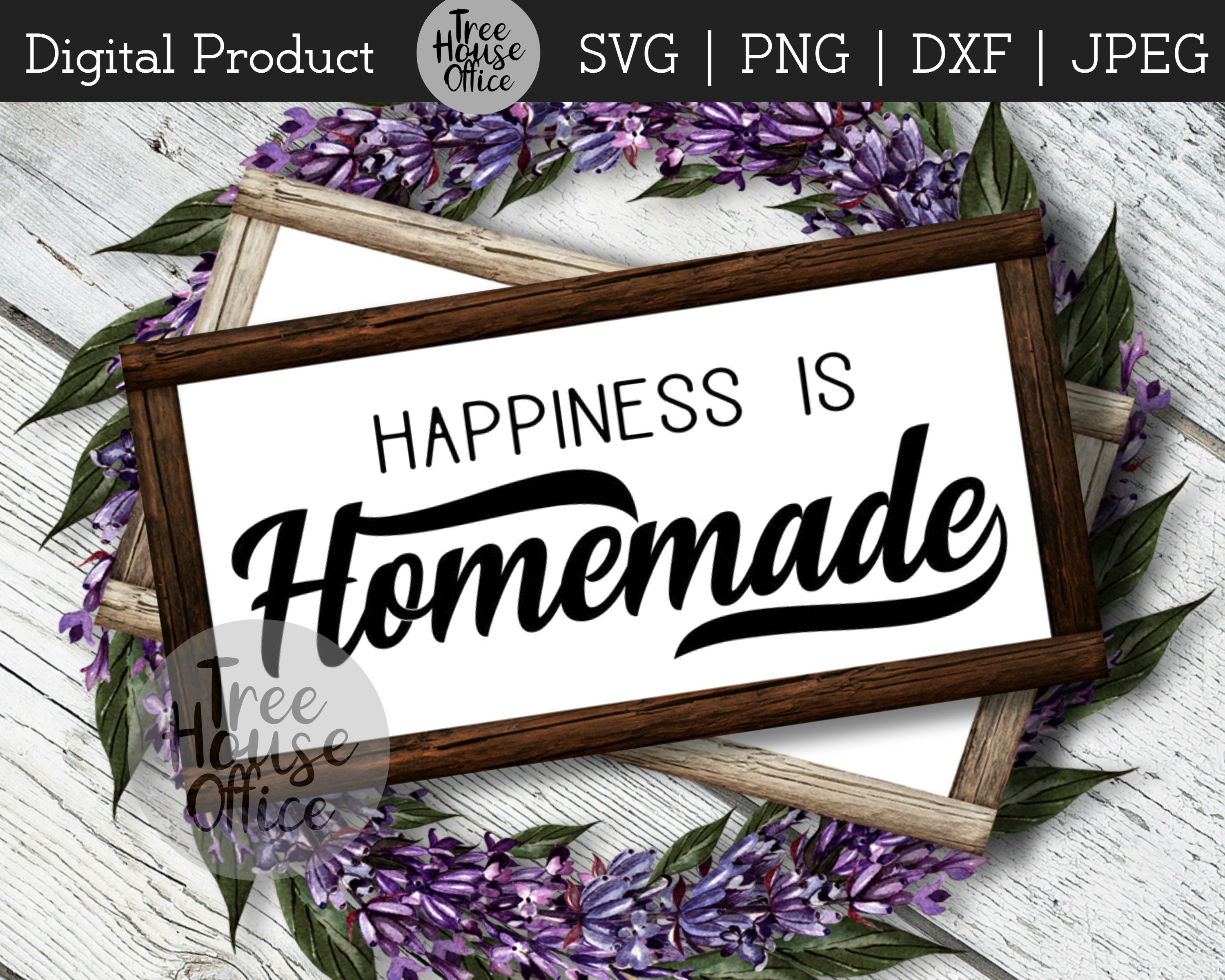 Happiness is Homemade SVG/PNG/JPEG Happy Home Kitchen Quote | Etsy