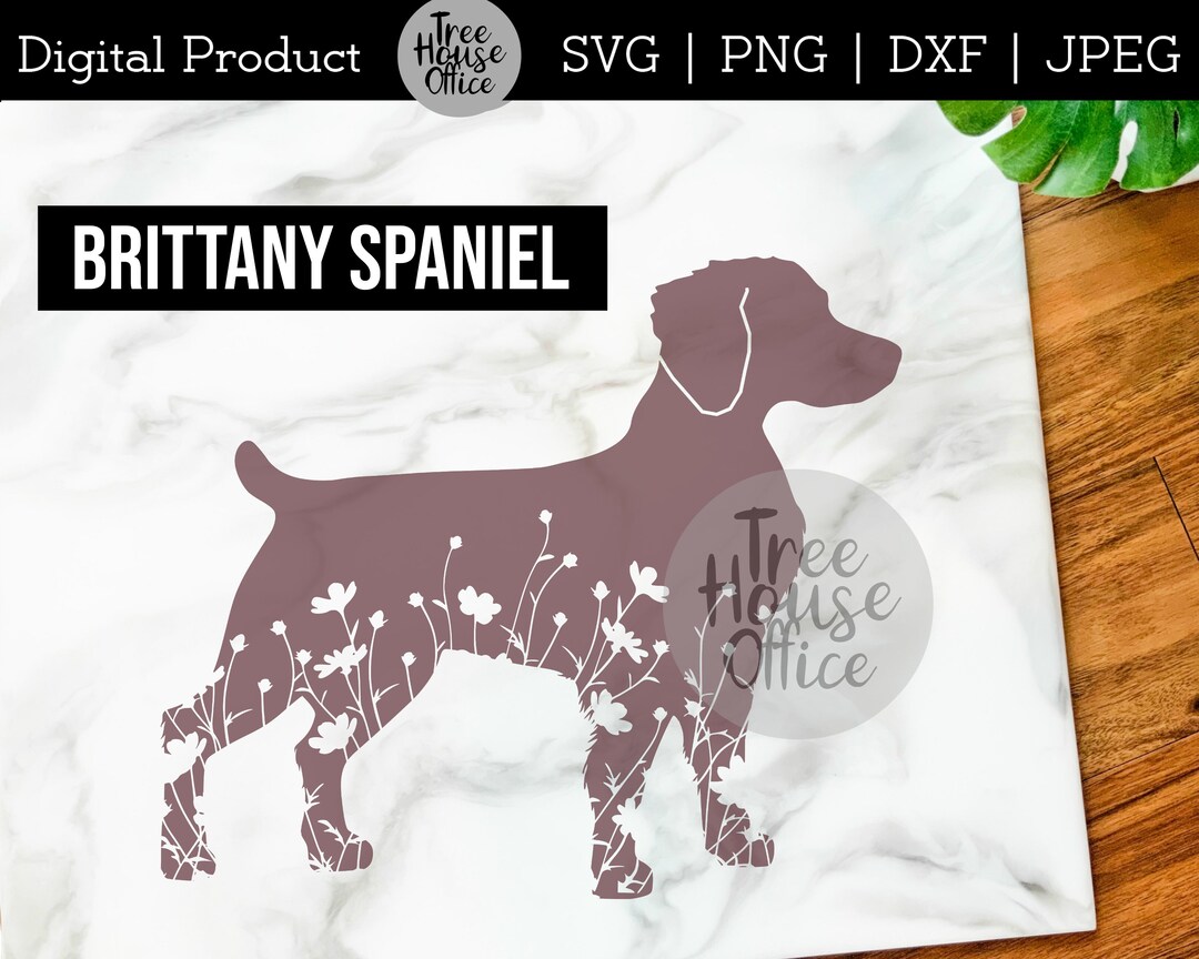 Brittany Spaniel SVG, Floral Brittany Spaniel Dog SVG, Spaniel With ...