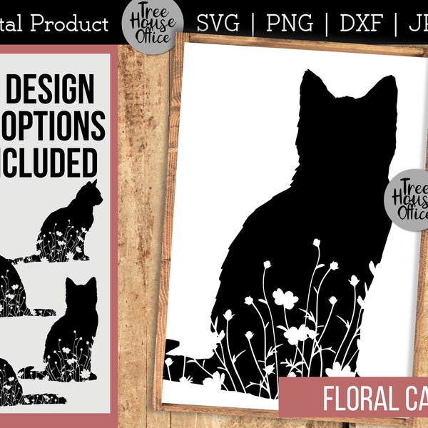 Floral Cat Svg - Etsy