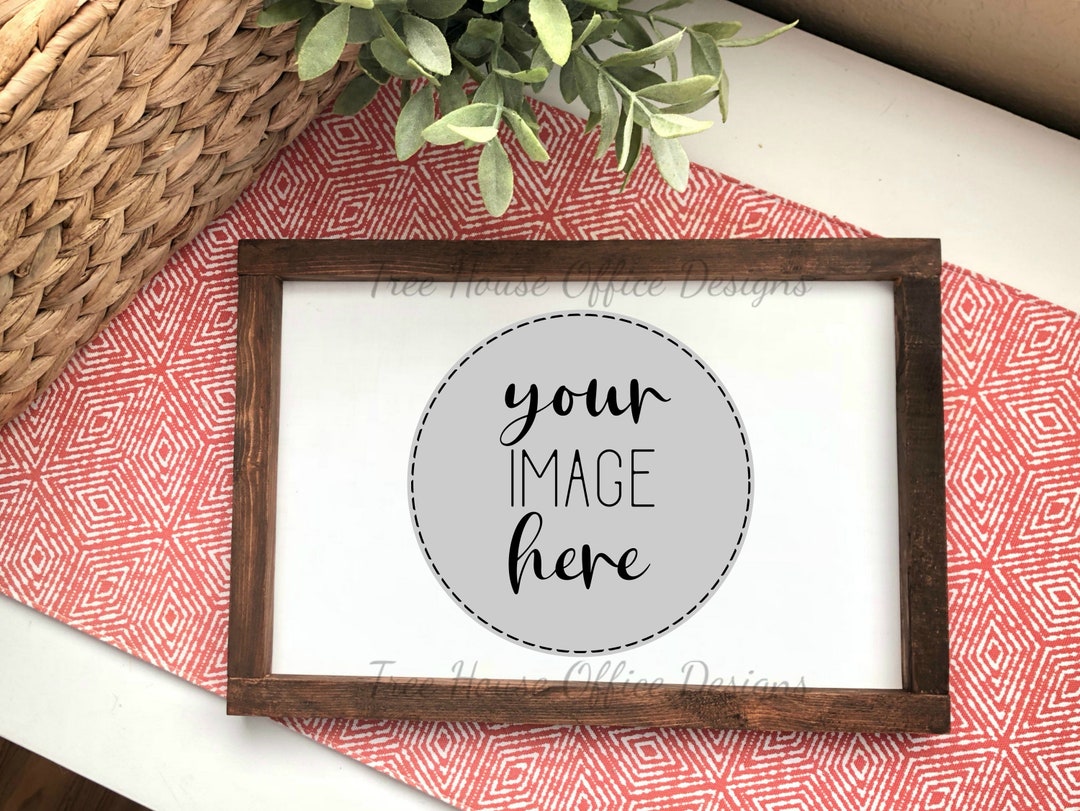 Farmhouse Frame Mockup | Light Wood Frame JPEG PNG | Rustic Mock up ...