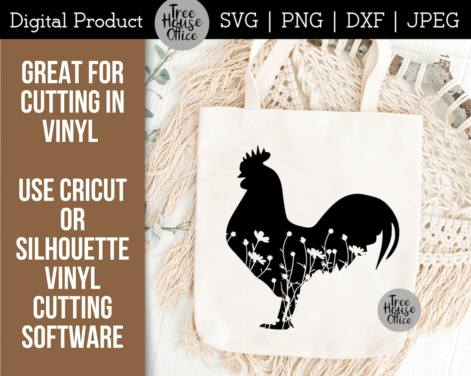 Floral Rooster SVG DXF PNG Jpeg Rooster With Flowers Svg - Etsy