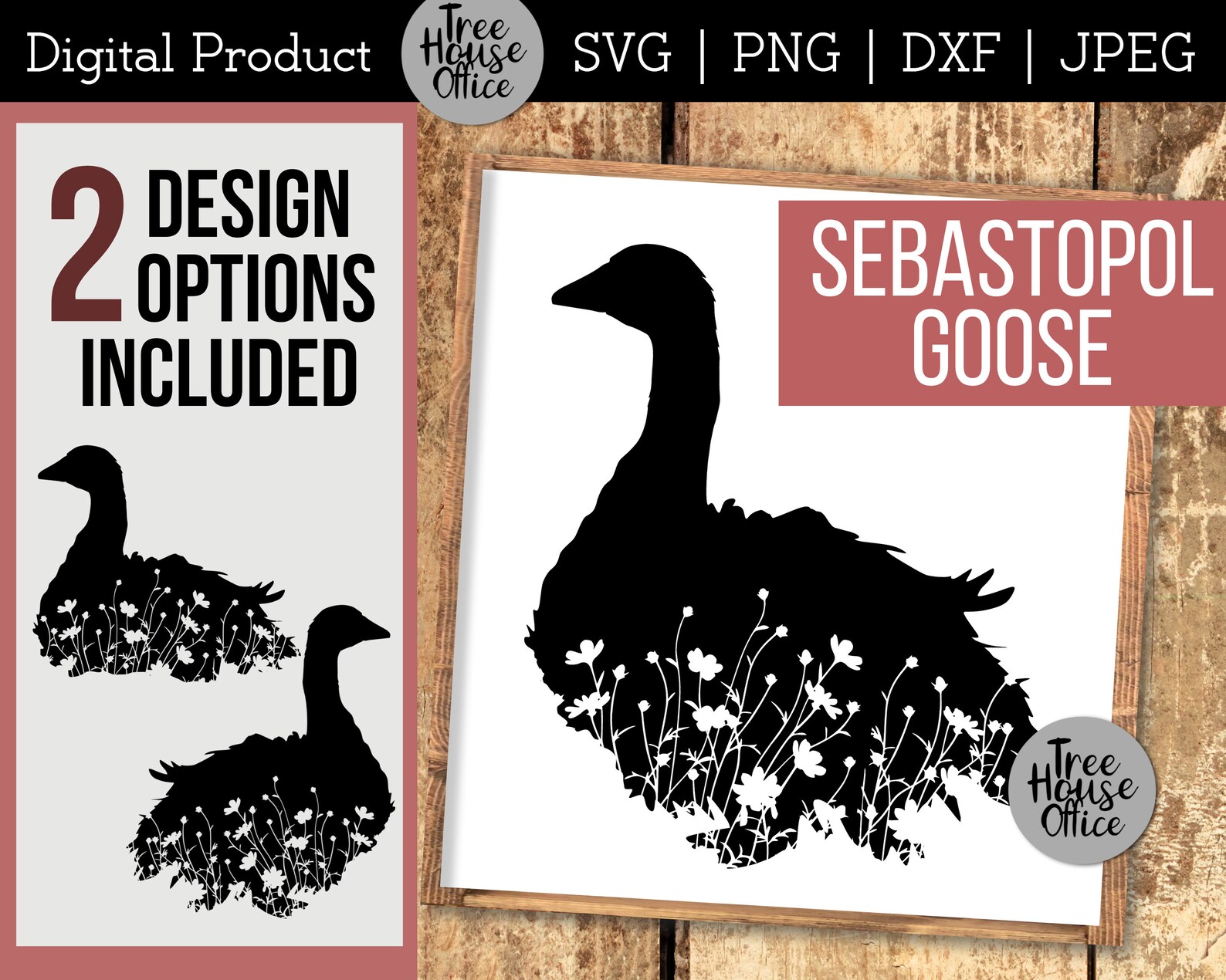 Floral Sebastopol Goose SVG, Goose Silhouette With Flowers Clip Art ...