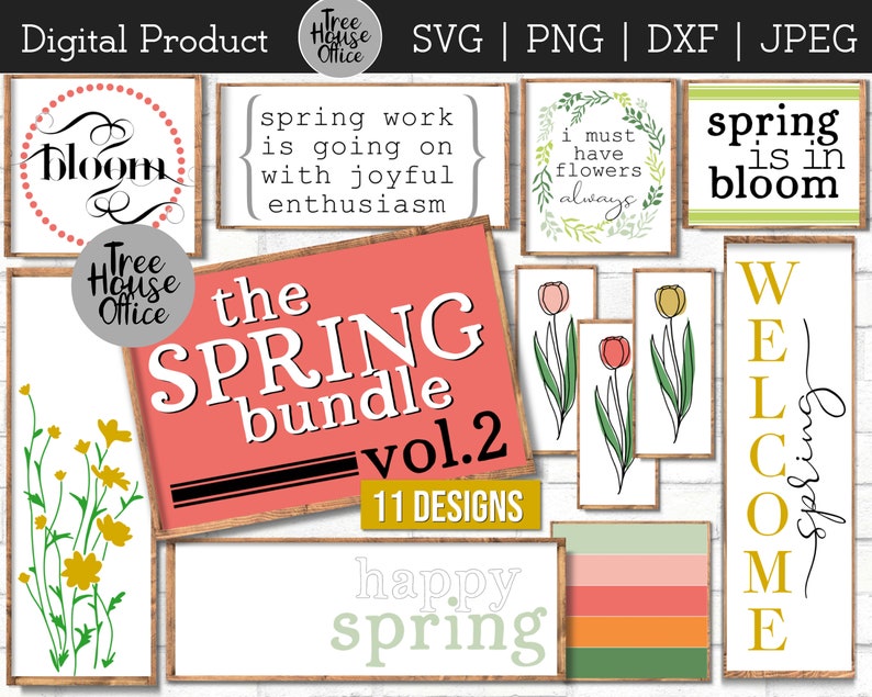 Spring SVG Bundle DXF PNG Jpeg Spring Farmhouse Clipart - Etsy