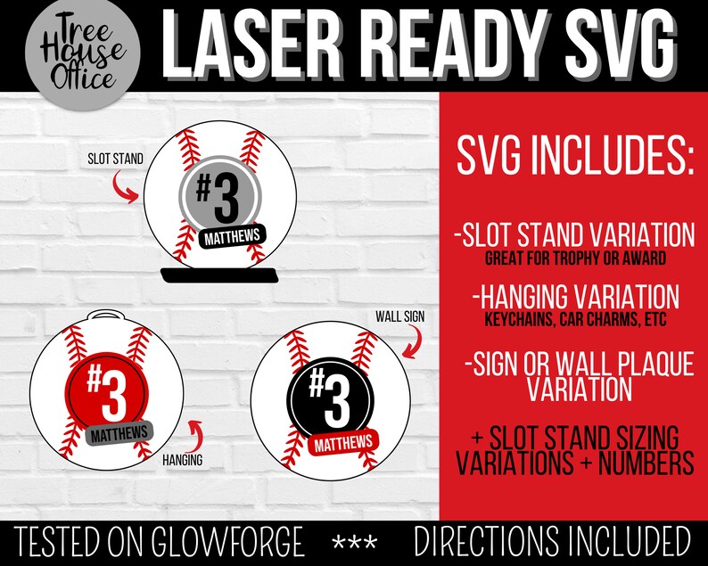 Baseball Laser SVG, Baseball Name Number Glowforge SVG Cut File ...